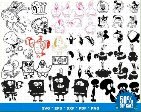 Spongebob Mega Bundle Svg Spongebob Svg Squidward Spongebob Spongebob Faces Svg