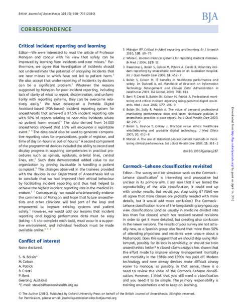 Pdf Cormack Lehane Classification Revisited