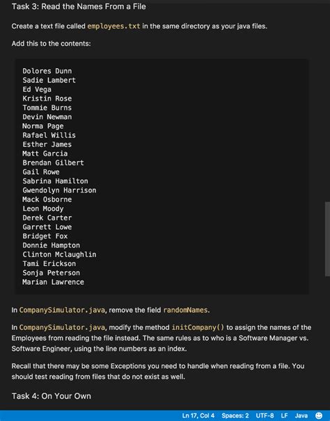 Solved Task 3 Read The Names From A File Create A Text File