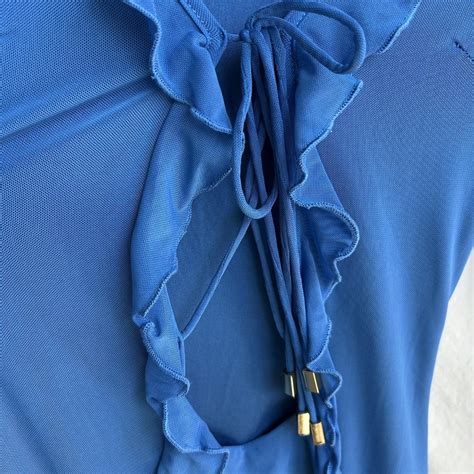 Xs Outcast Ally Mini Blue Mesh And Stretch Dress Depop