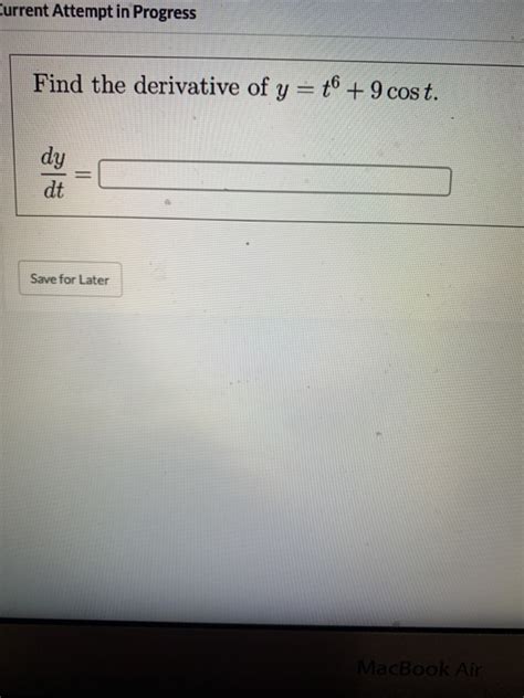 solved current attempt in progress find the derivative of y