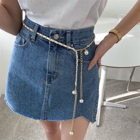 다바걸 블디체인진주벨트d1ac 잡화 여성벨트 30대여성쇼핑몰 20대여자쇼핑몰 키작은여자쇼핑몰 여성의류쇼핑몰 허리띠 패션잡화 정장템 이지룩 베이직 레이어드 블랙 아이보리