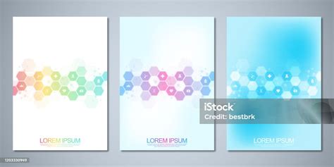 템플릿 브로셔 또는 표지 책 페이지 레이아웃 전단지 디자인 건강 관리 사업 혁신 의학 약국 기술에 대한 개념과 아이디어 평면 아이콘과 기호와 의료 배경 디자인에 대한 스톡