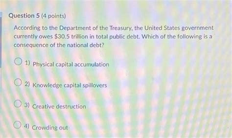 Solved Question 5 4 Points According To The Department Of