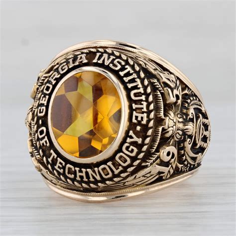 Georgia Tech Class Ring Lab Created Yellow Sapphire 10k Gold Size 11