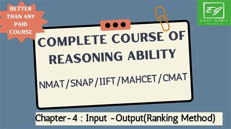 Input Output Complete Reasoning Ability Course For Nmat Snap Iift Mahcet Tiss And Cmat