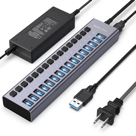 Acasis Multi Usb 3 0 Hub 16 Ports High Speed With On Off Switch Adapter Splitter Ac Hs716