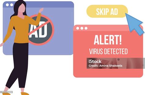Girl Showing Alert Virus Detected Message Stock Illustration Download
