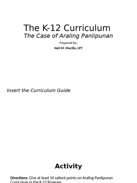 Lesson 2 The K 12 Curriculum Pdf