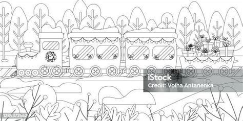 어린이 색칠 공부책 겨울 풍경 크리스마스 장식 기차 기차에 대한 스톡 벡터 아트 및 기타 이미지 기차 컬러링 북 페이지 일러스트레이션 기법 색칠놀이 책 Istock