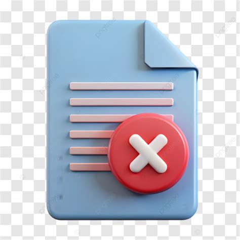 3d Isolated Render Of Wrong Document Icon With Error Symbol For Digital