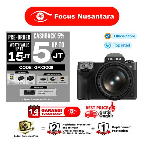 Jual Focus Nusantara Fujifilm Gfx100 Ii With Lens Gf 55mm F1 7 R Wr Medium Format Camera Fuji
