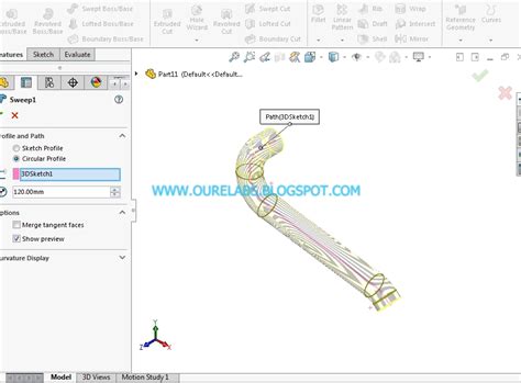 Exhaust Pipe Using Solidworks Step By Step Ourengineeringlabs