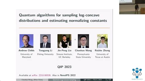Qip2023 Quantum Algorithms For Sampling Log Concave Distributions And