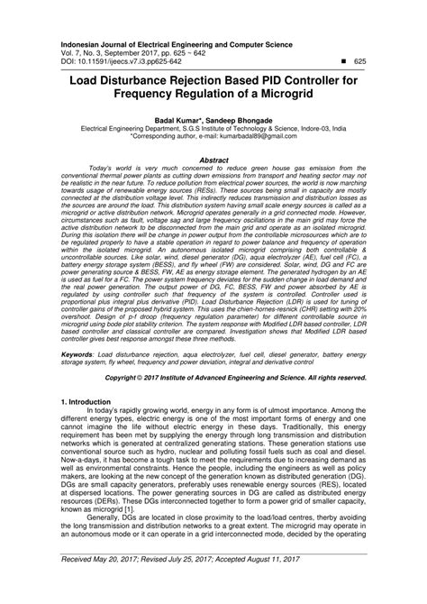 Pdf Load Disturbance Rejection Based Pid Controller For Frequency Regulation Of A Microgrid