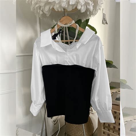 리리모드 코코 니트 셔츠 블라우스 레이어드룩 스판좋은 세련된 데일리 오피스 하객셔츠 연말 올드머니룩코디