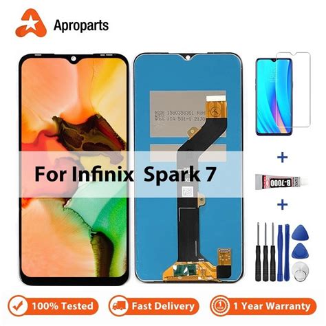 สําหรับ Tecno Spark 7 Kf6 Kf6j Kf6n Kf6i Kf6k Lcd Touch Screen Digitizer Assembly เปลี่ยน Hq0l