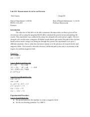 Measurement Of E M For An Electron Experimental Analysis With Course Hero