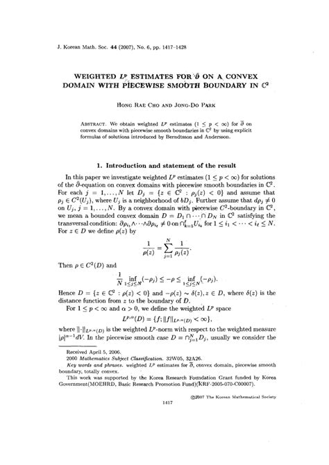 Pdf Weighted Lp Estimates For ∂̄ On A Convex Domain With Piecewise