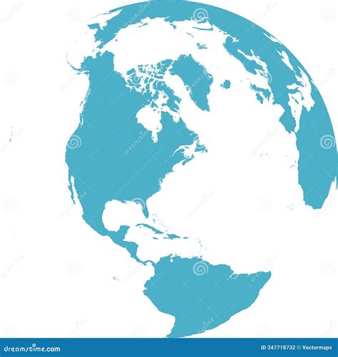 World Map With Outline In The World From Space Coordinate System Stock Illustration