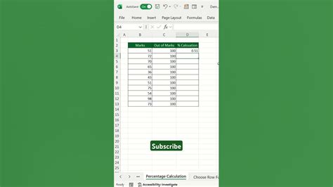 Percentage Calculation In Ms Excel Excel Exceltips Exceltricks Shorts Kttrained Youtube