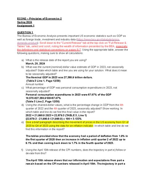 ECON 2 Assignment 1 ECON2 Principles Of Economics 2 Spring 2024 Assignment 1 QUESTION 1