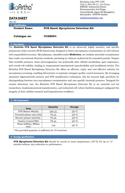 Pcr Based Mycoplasma Detection Kit At ₹ 10100 Kit Thataguni Bengaluru Id 2856287118630
