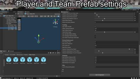 Player And Team Prefab Settings L Unity Soccer Kit Youtube