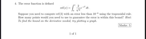 Solved The error function is defined erf x xπ et dt Chegg