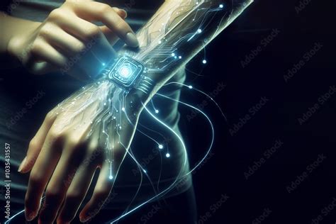 Hand With Chip Compenent Embedding The Chip Under Human Skin