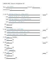 Assignment 19 Answer Sheet Pdf CHEM 1P92 Answers Assignment 19 Quinn Campbell Name Lab