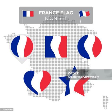 광장 하트 원 별과 포인터 지도 마커의 모양으로 설정 프랑스 플래그 아이콘 프랑스의 모자이크지도 바람에 손을 흔들며 프렌치 색 벡터 플랫 기호 아이콘 버튼 공휴일에 대한