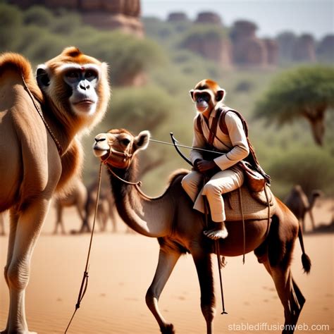 Monkey Camel Archer Hunting Deer Stable Diffusion Online