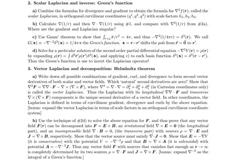 Solved 2 Scalar Laplacian And Inverse Greens Function A