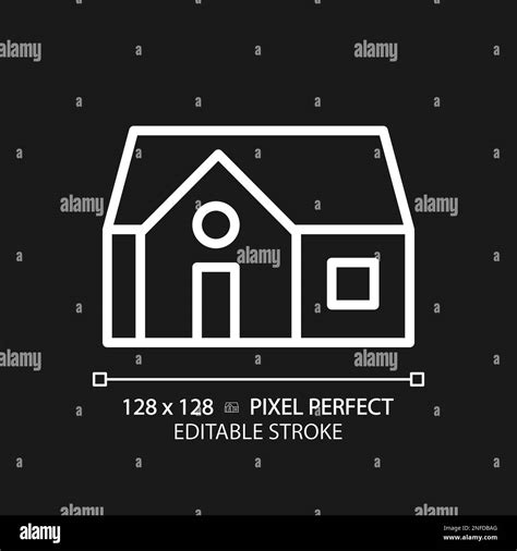 Single Story House Pixel Perfect White Linear Icon For Dark Theme Stock