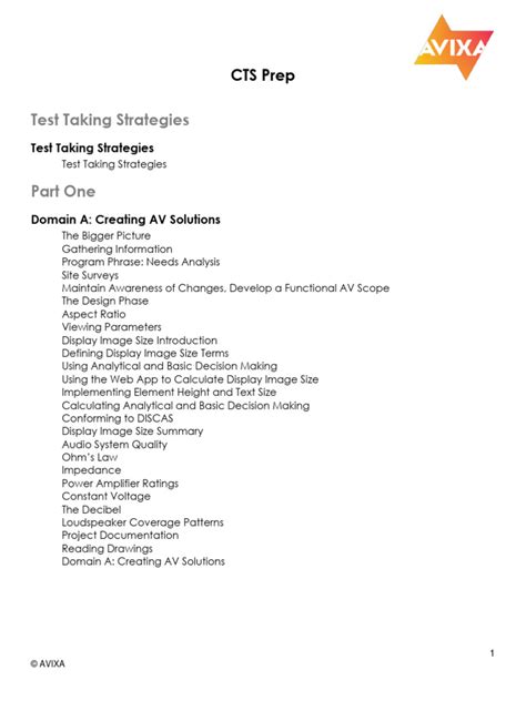 Cts Prep Course Outline Avixa Pdf