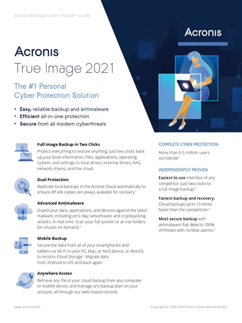 Acronis True Image 2021 Datasheet Pdf Backup Antivirus Software