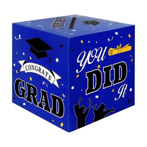Graduation Card Box Class Of 2024 Blue Foldable Holder For Party