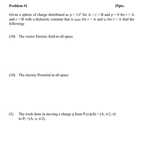 Solved Problem Pts Given A Sphere Of Charge Chegg