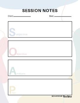 ABA Therapy Session Notes Colourful Design By Behaviour Beehive