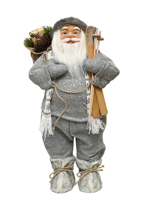 თოვლის ბაბუა 60სმ გუდით და თხილამურებით