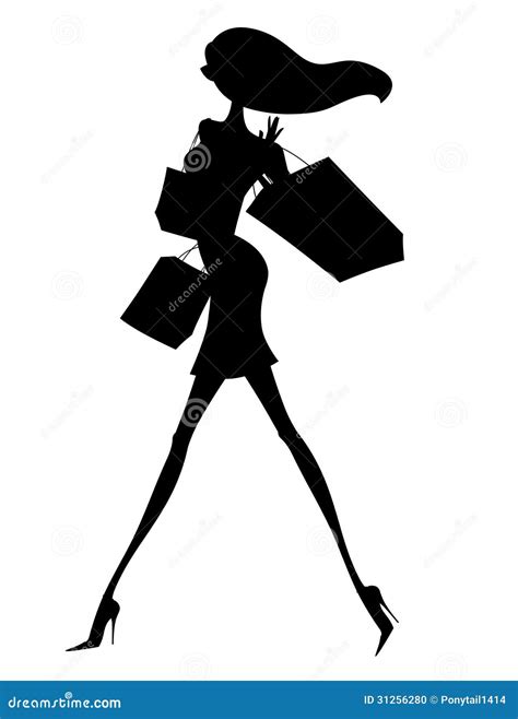 Сексуальный молодой силуэт покупателя Иллюстрация штока иллюстрации насчитывающей добыча