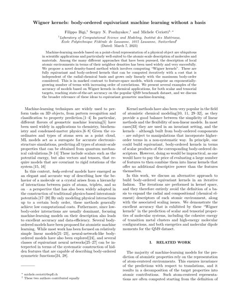 pdf wigner kernels body ordered equivariant machine learning without