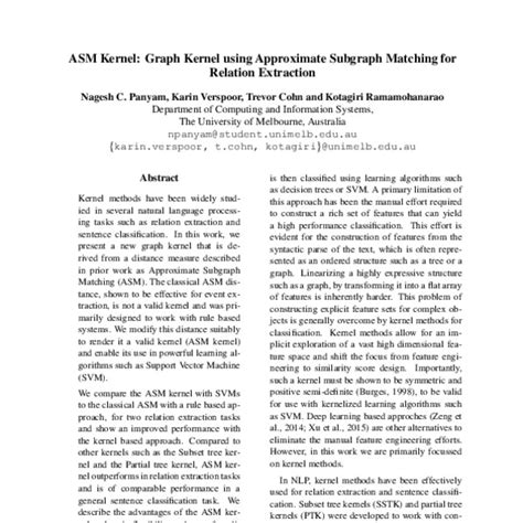 Asm Kernel Graph Kernel Using Approximate Subgraph Matching For Relation Extraction Acl Anthology