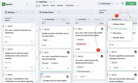 Manage Kanban Board Zoho Sprints Help