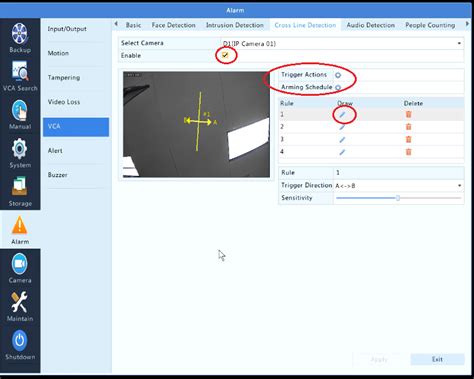 UNV Recorder Configuring Line Crossing Local GUI