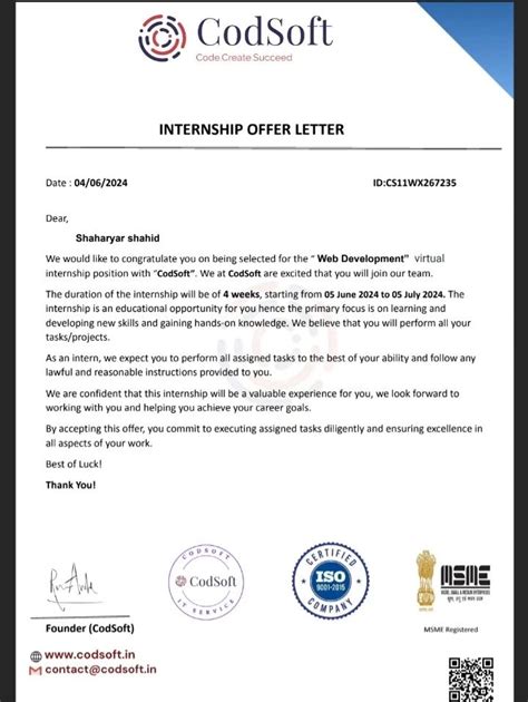 shaharyar shahid on linkedin codsoft