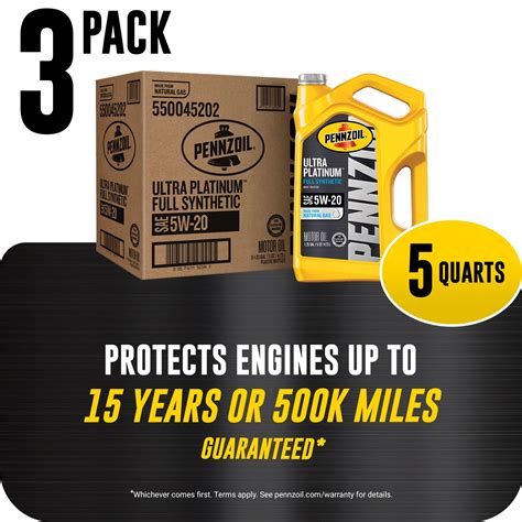 Pennzoil Ultra Platinum Full Synthetic 5w 20 Motor Oil 5 Quart 3 Pack