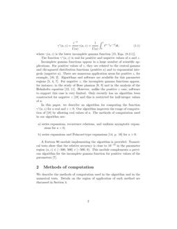Computation Of The Incomplete Gamma Function For Negative Values Of The