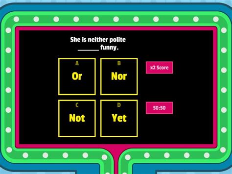 Correlative Conjunctions Gameshow Quiz